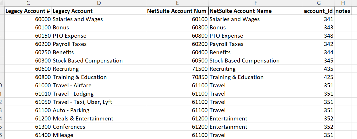 How to build a NetSuite segment mapping file