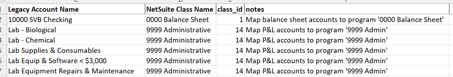 How to build a NetSuite segment mapping file