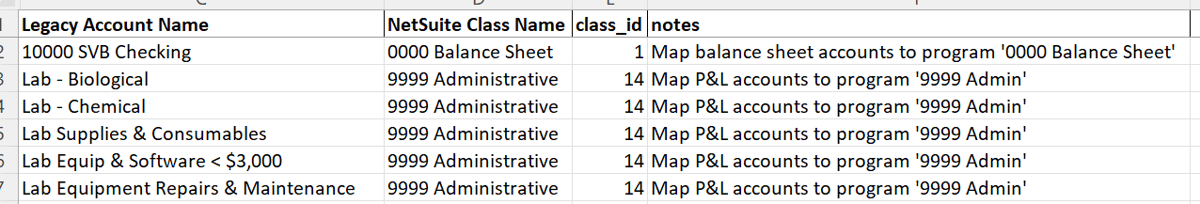 How to build a NetSuite segment mapping file