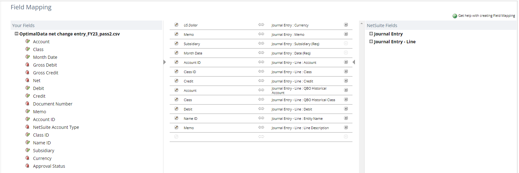 How to import a journal entry in NetSuite with the CSV import template