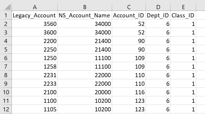 How to build a NetSuite segment mapping file